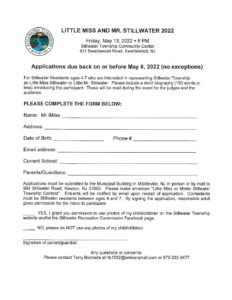 2022 Little Miss & Mr Application - Stillwater Township